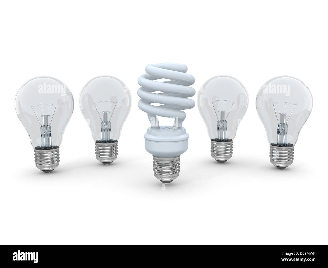 Three types of lamp bulbs on white background. 3d Stock Photo - Alamy