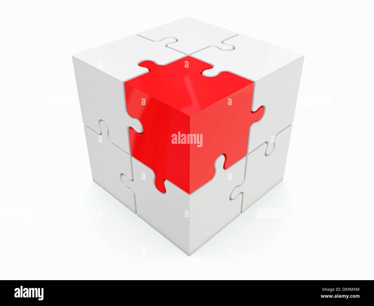Abstract cube from puzzle on white background. 3d Stock Photo - Alamy