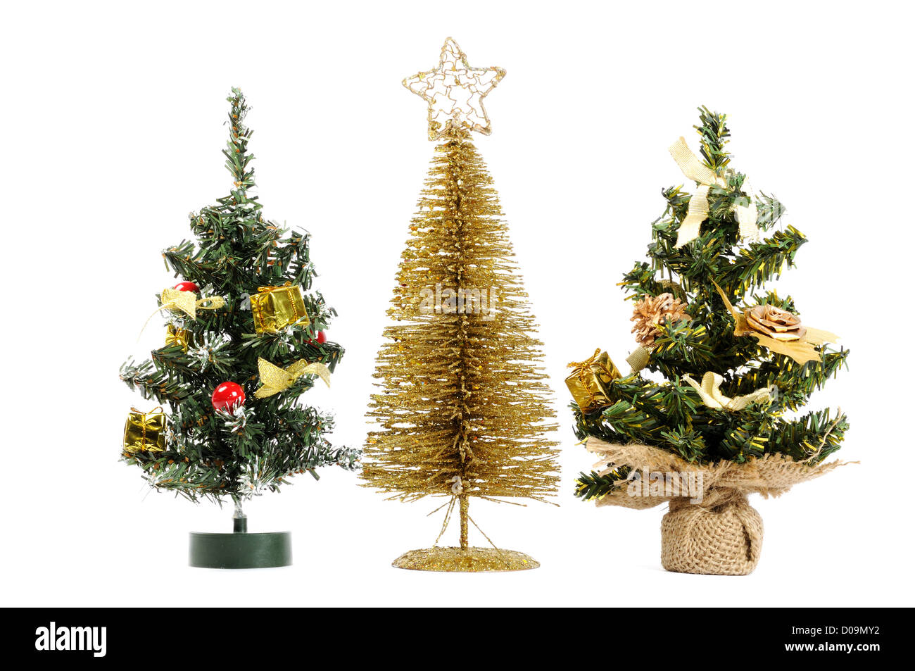 Three decorative Christmas trees , isolated on white Stock Photo - Alamy