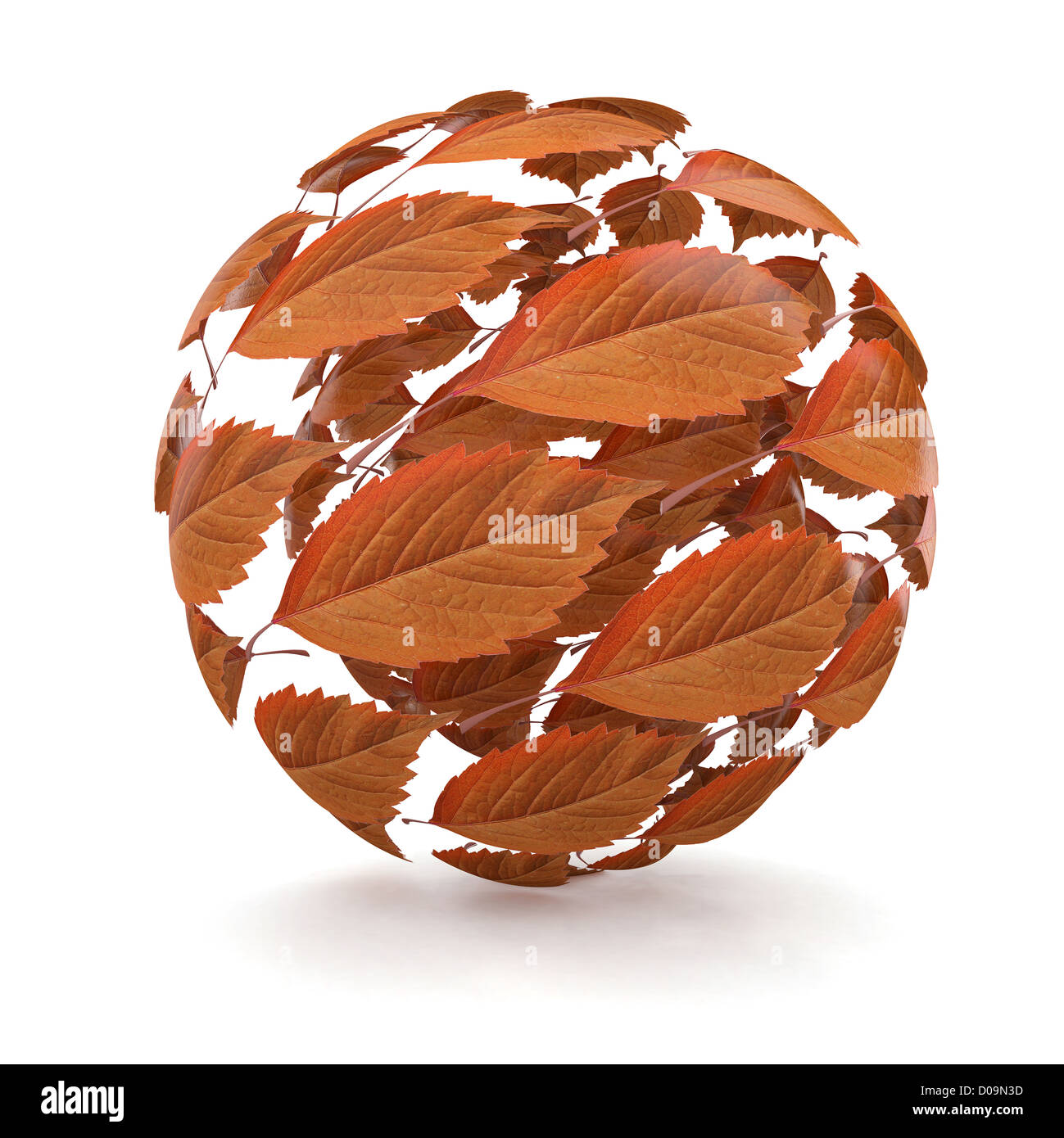Autumn. Sphere from red leaf on white background. 3d Stock Photo - Alamy