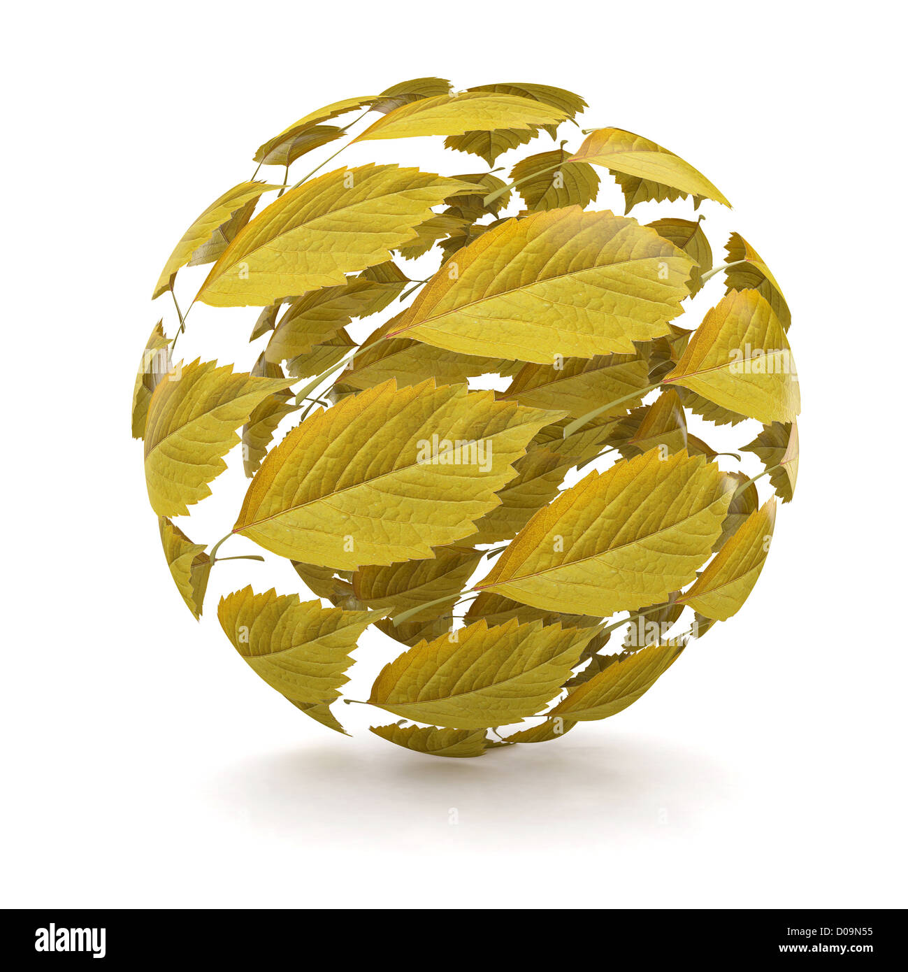 Autumn. Sphere from yellow leaf on white background. 3d Stock Photo - Alamy