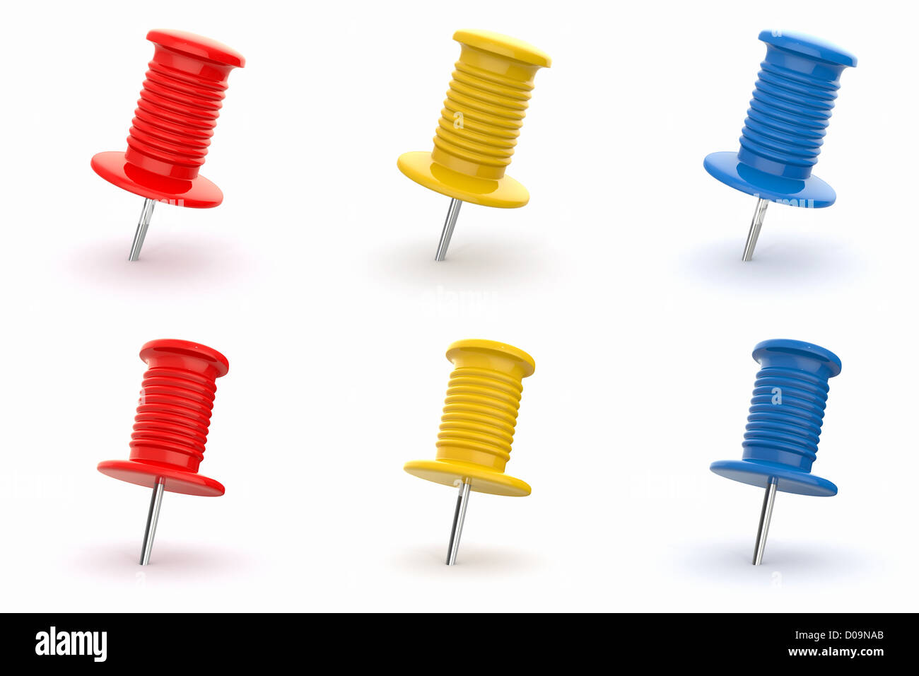 Colorful thumbtacks on white isolated background. 3d Stock Photo - Alamy