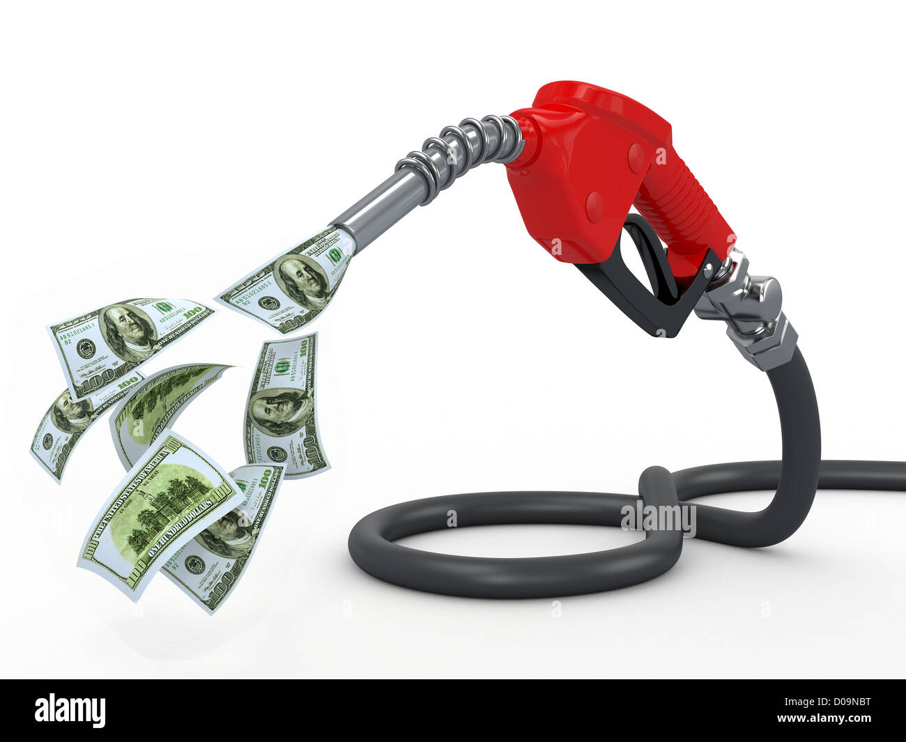 Gas pump nozzle and dollar on white background. 3d Stock Photo - Alamy