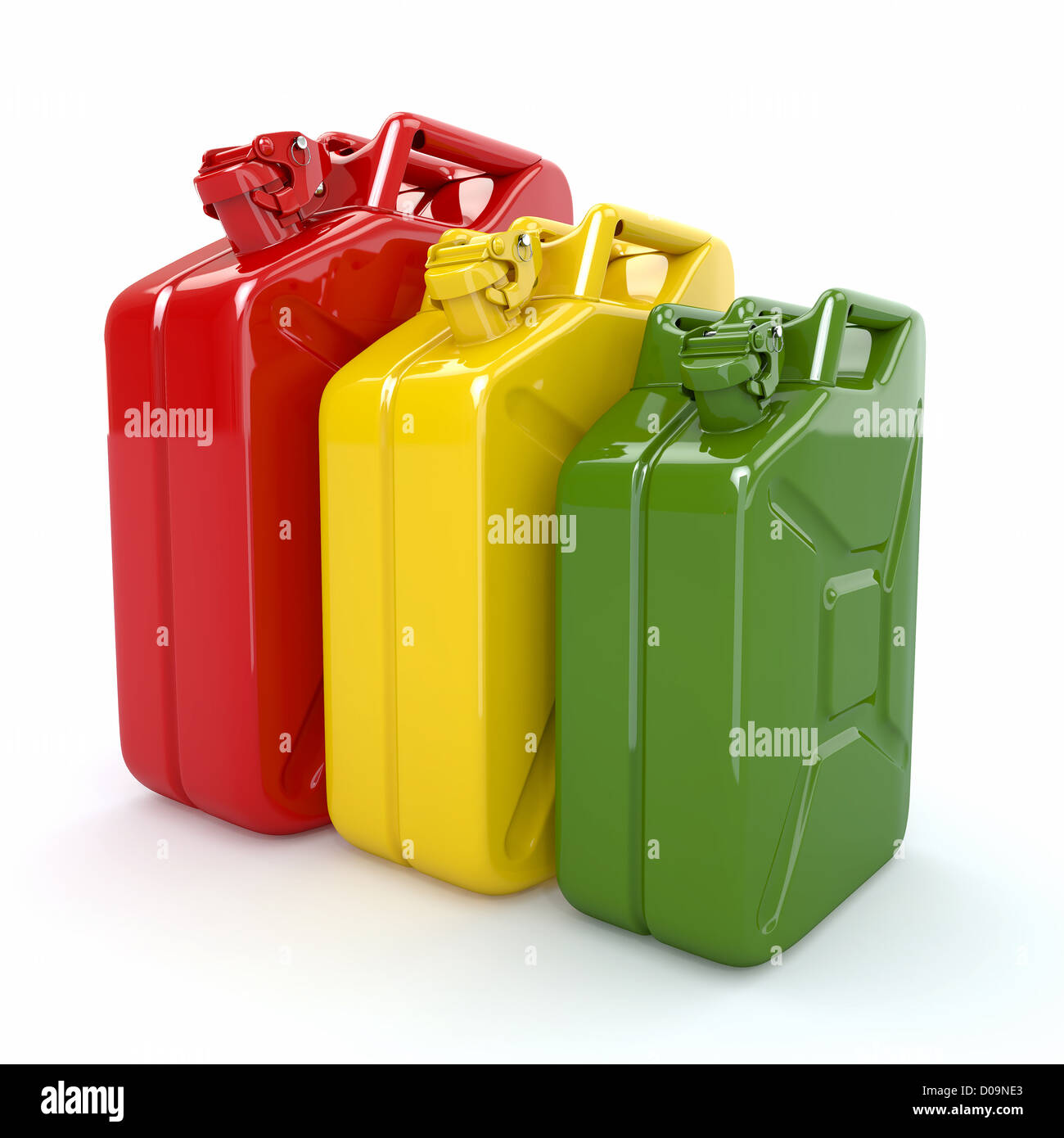Three Jerrycan. Fuel can on white background. 3d Stock Photo - Alamy