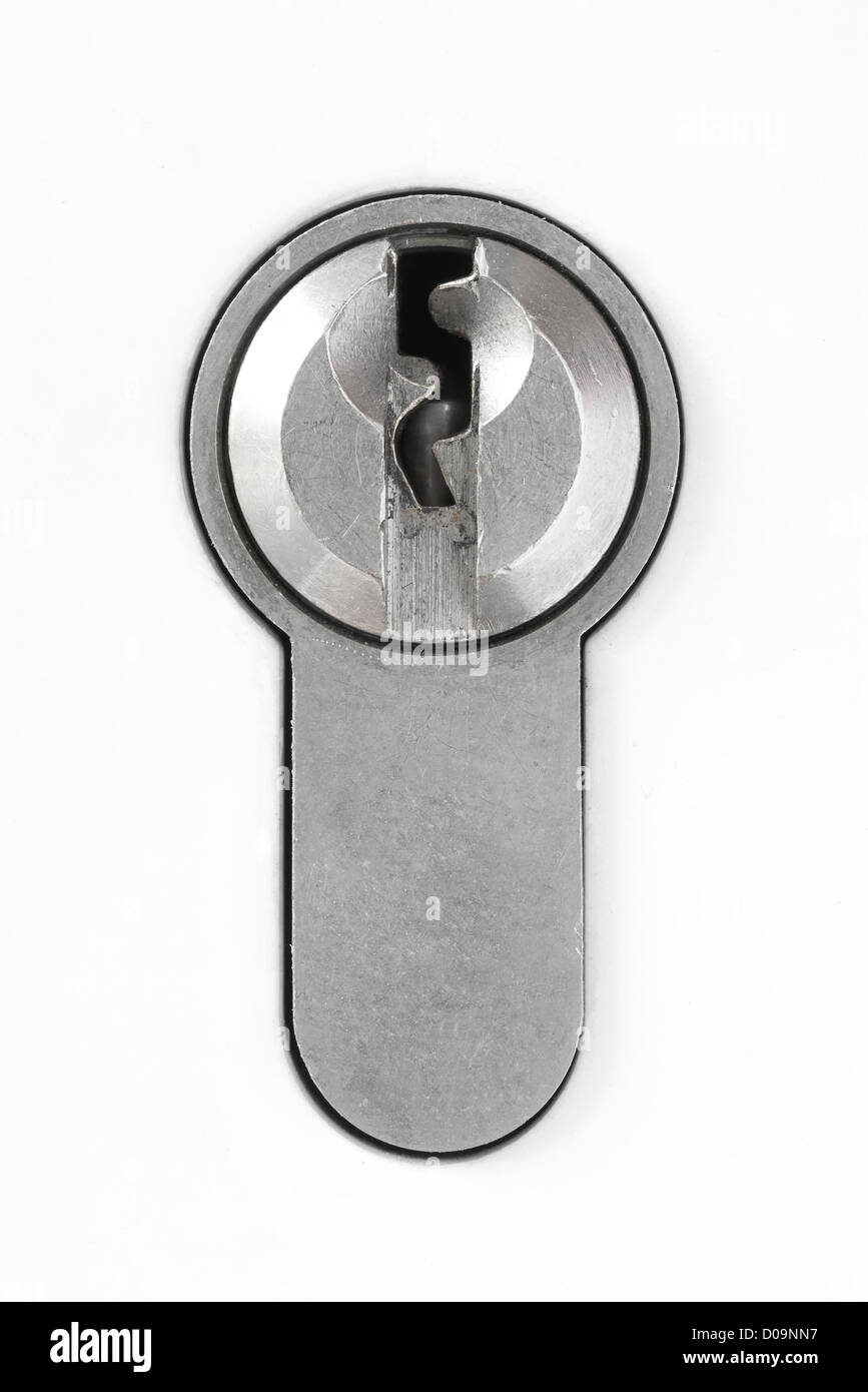 Silver door lock with white background Stock Photo - Alamy