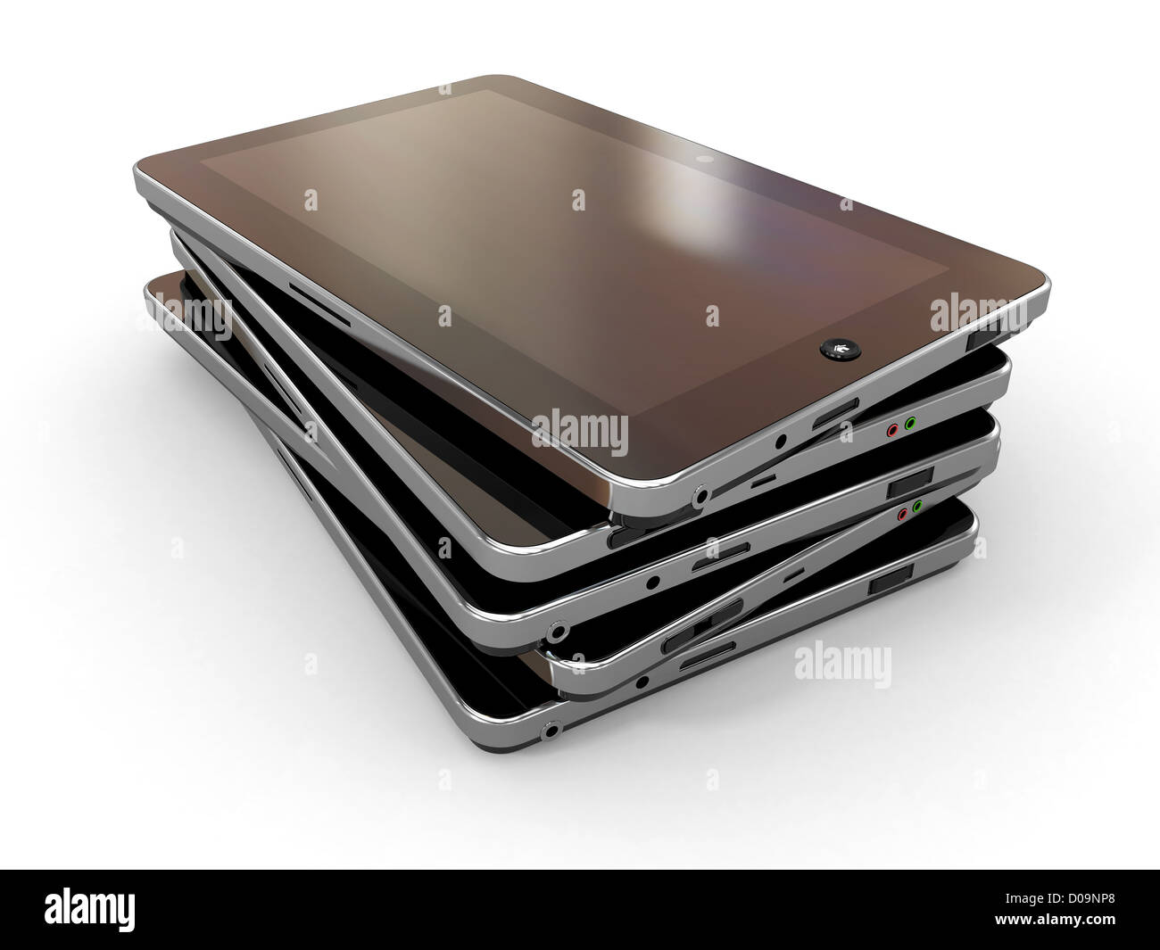 Group of tablet pc on white isolated background. 3d Stock Photo - Alamy