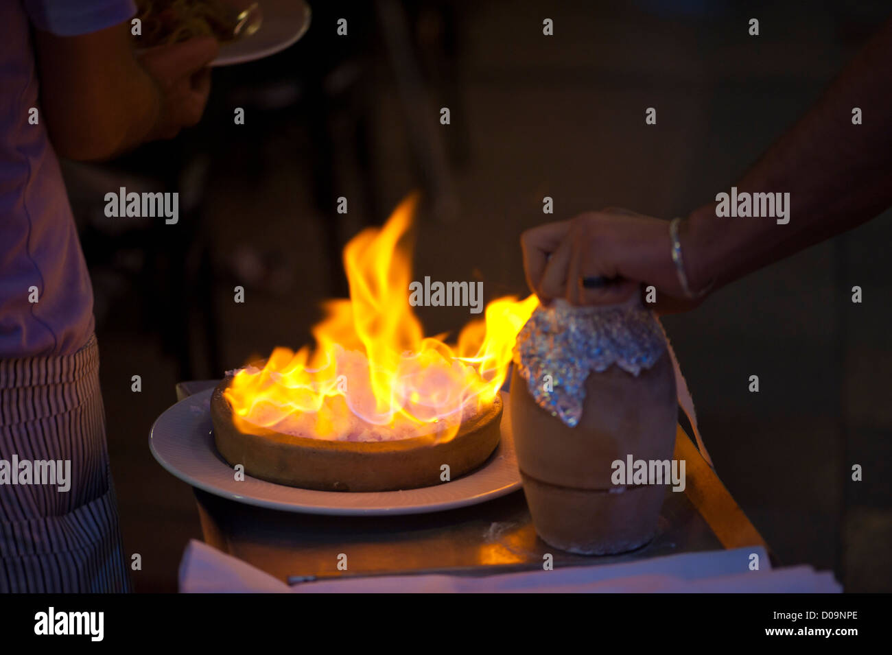 Flaming dish ,Istanbul Stock Photo - Alamy