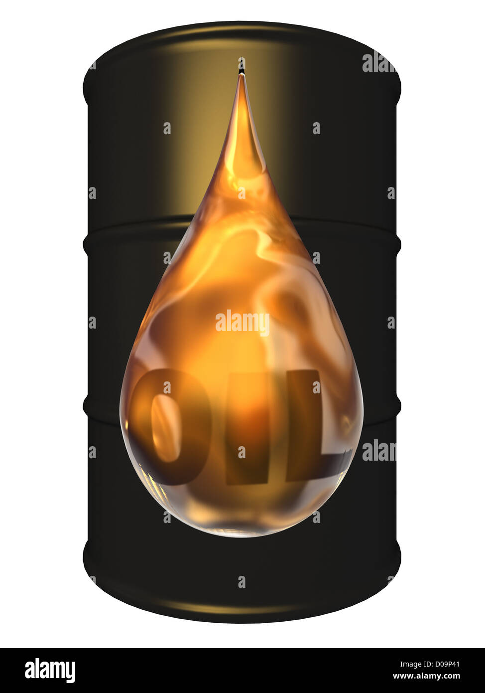 Oil drop and barrel - 3D Object Series Stock Photo - Alamy