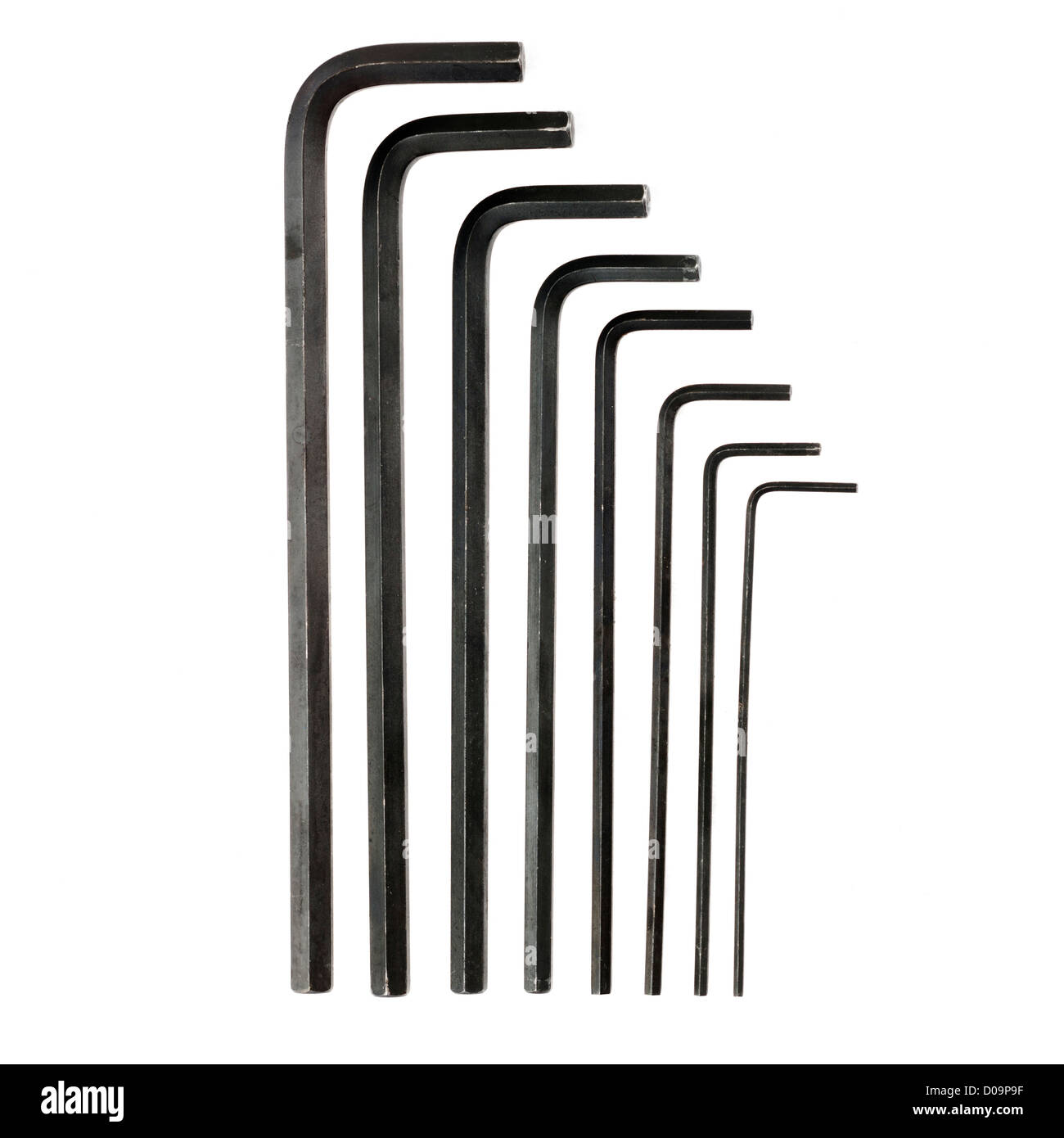 Black allen wrench in front of white background Stock Photo - Alamy