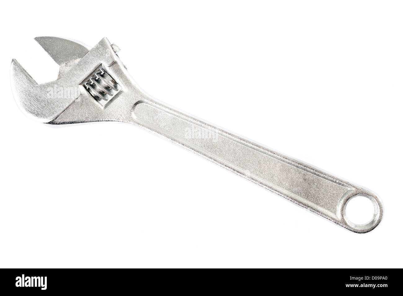 Silver screw wrench in front of white background Stock Photo - Alamy