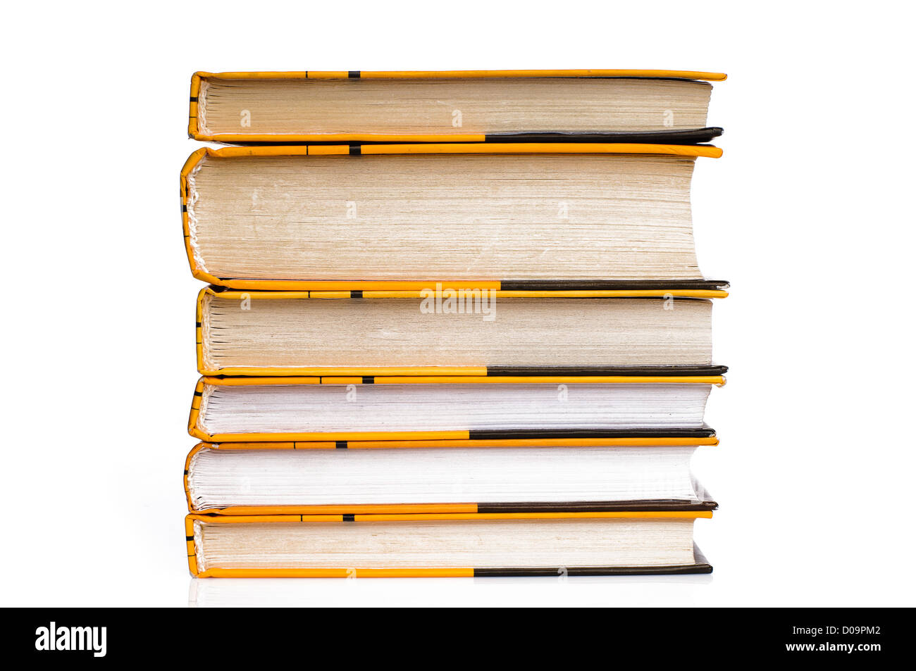Big stack of yellow books isolated on white background Stock Photo - Alamy