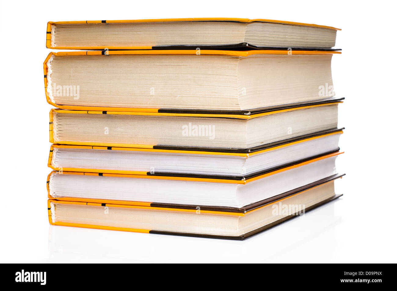Big stack of yellow books isolated on white background Stock Photo - Alamy