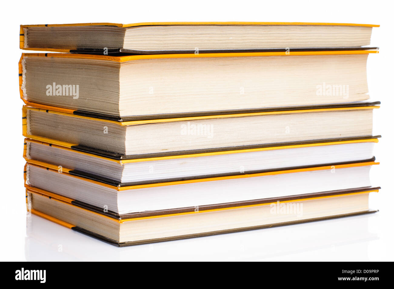 Big stack of yellow books isolated on white background Stock Photo - Alamy