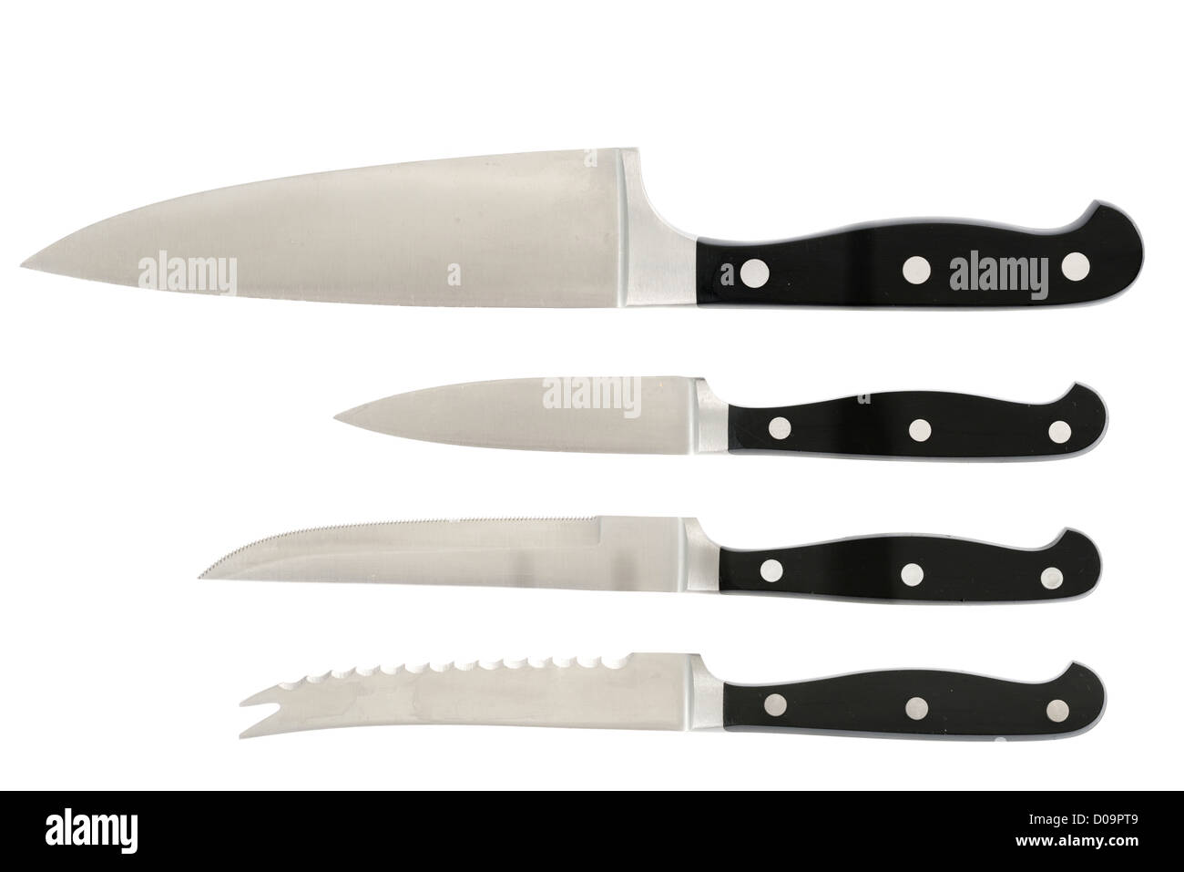 Kitchen knifes in front of white background Stock Photo - Alamy