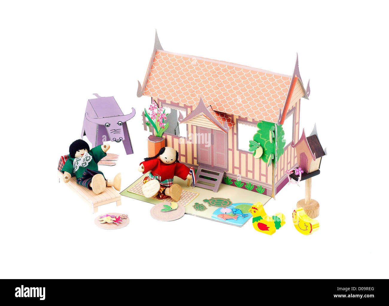 Paper doll house Thai style with Thai farmers enjoy there life Stock ...