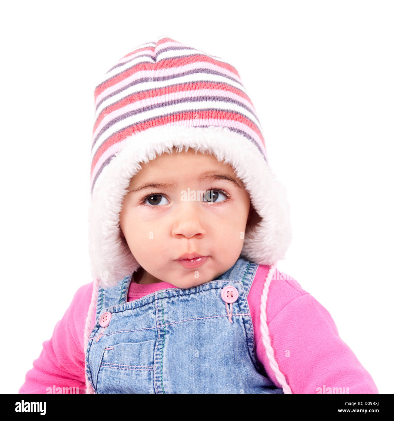 Baby with hat isolated on a white background Stock Photo - Alamy