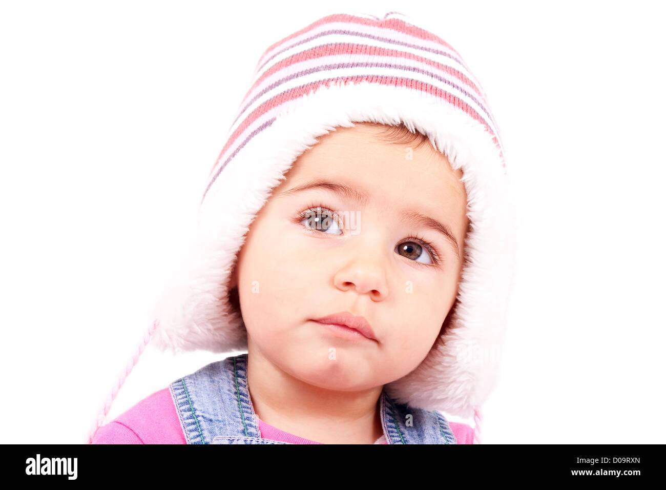 Baby with hat isolated on a white background Stock Photo - Alamy