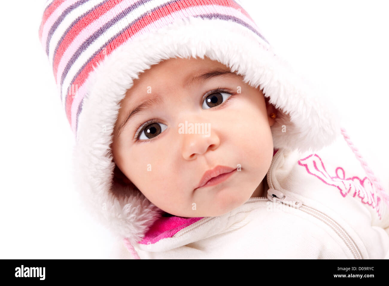 Baby with hat isolated on a white background Stock Photo - Alamy