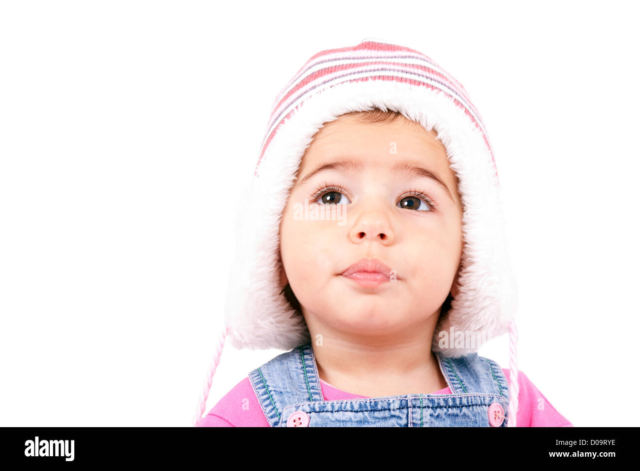Baby with hat isolated on a white background Stock Photo - Alamy