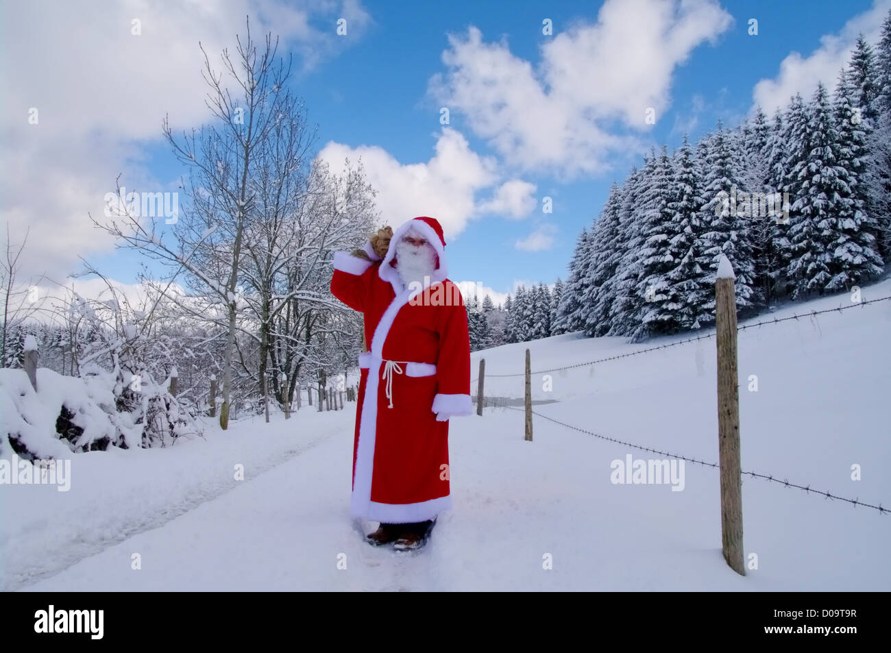 Santa Claus, Father Christmas in a beautiful winter landscape Stock ...