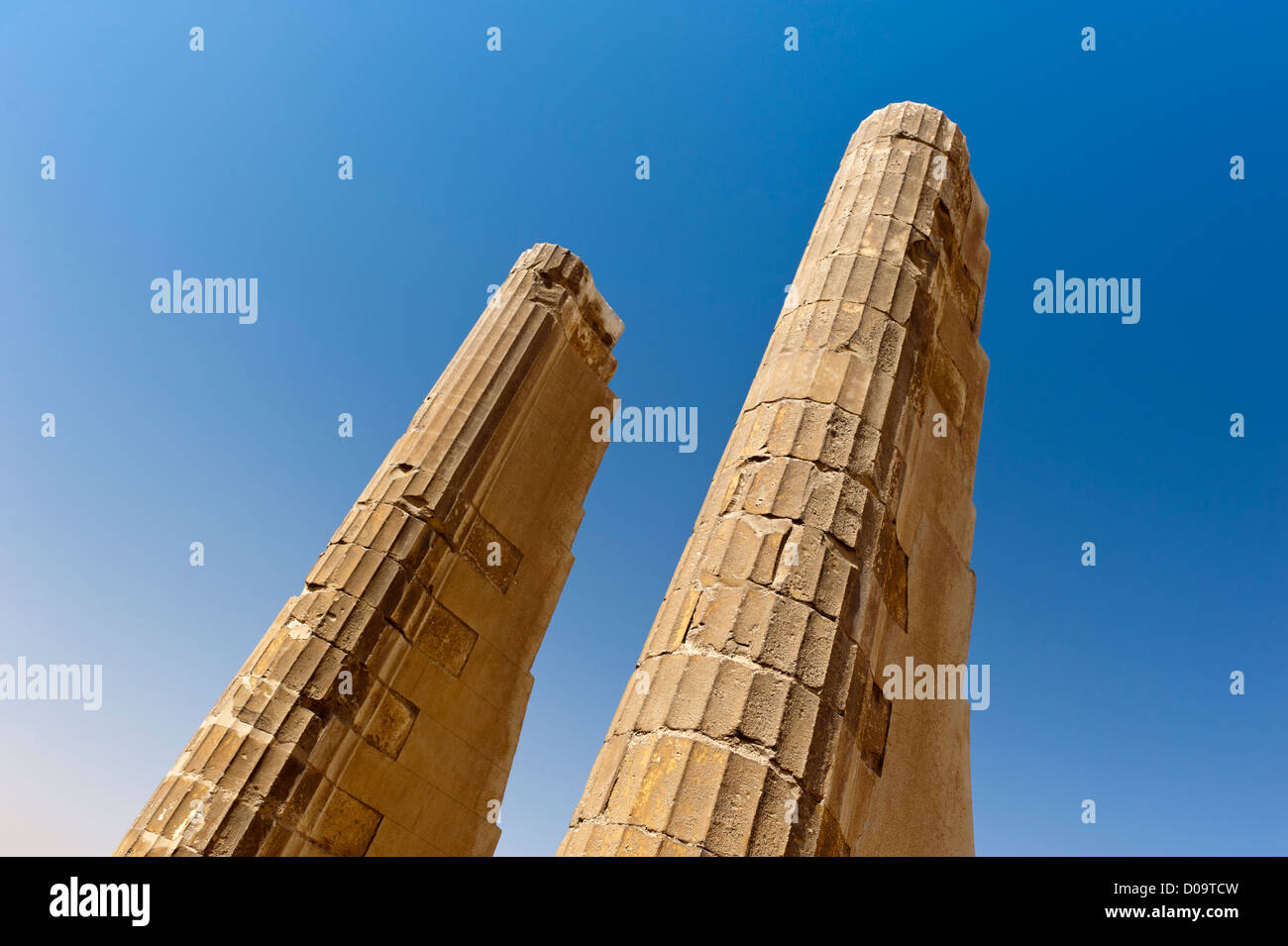 Stone columns at the ancient burial ground of Saqqara near Cairo, Egypt ...
