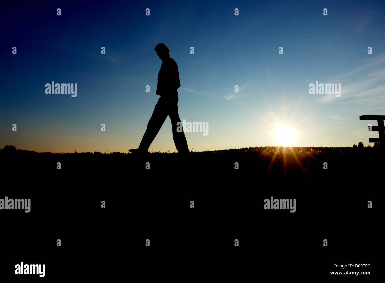 Promenade on a nice path with sunset Stock Photo - Alamy