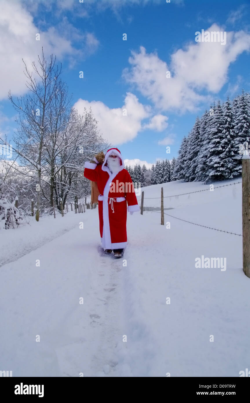 Santa Claus, Father Christmas in a beautiful winter landscape Stock ...