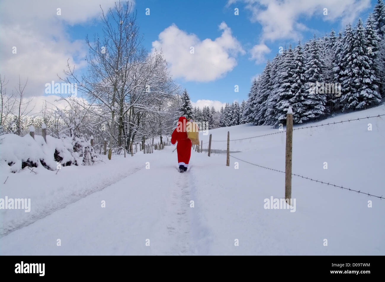 Santa Claus, Father Christmas in a beautiful winter landscape Stock ...