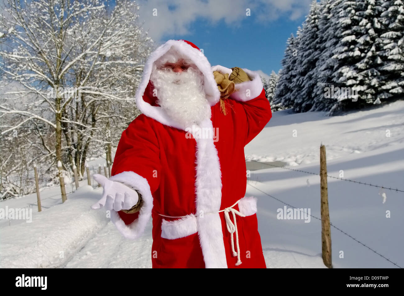 Santa Claus, Father Christmas in a beautiful winter landscape Stock ...