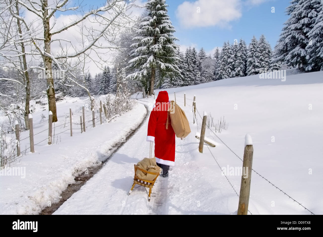 Santa Claus, Father Christmas in a beautiful winter landscape Stock ...