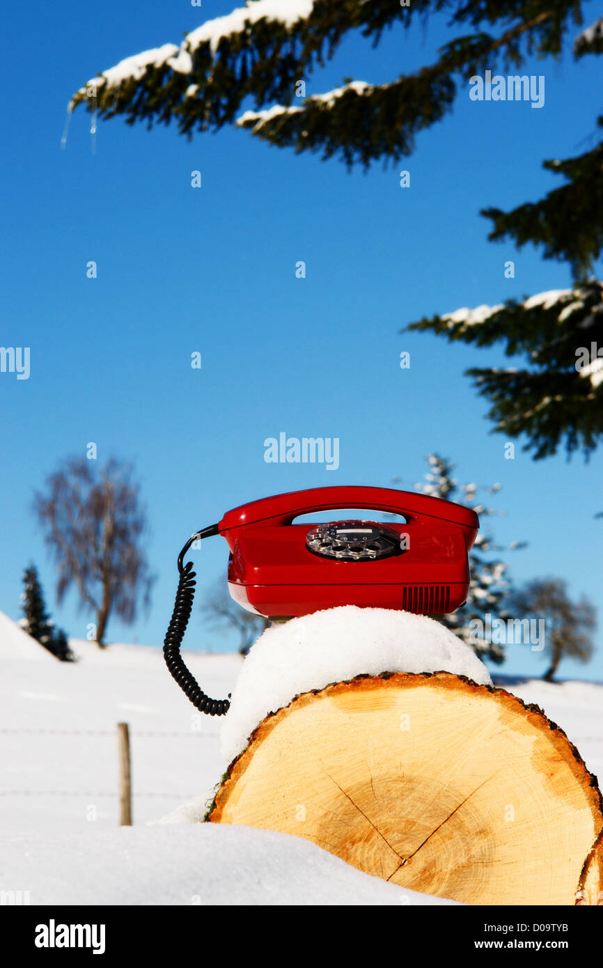 Santa Claus Hotline symbolized by a red retro phone Stock Photo - Alamy