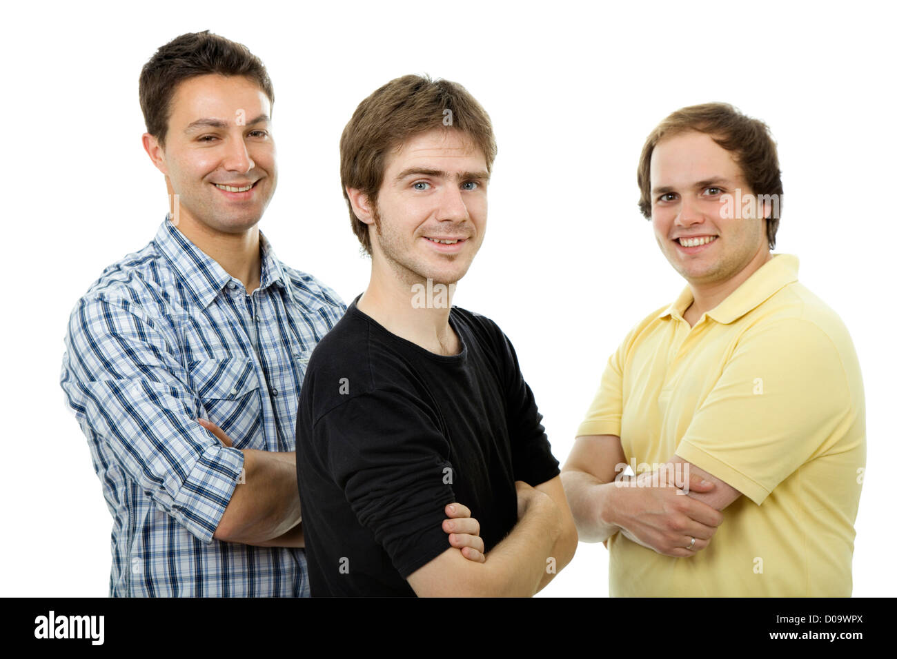 three casual men isolated on white background Stock Photo - Alamy