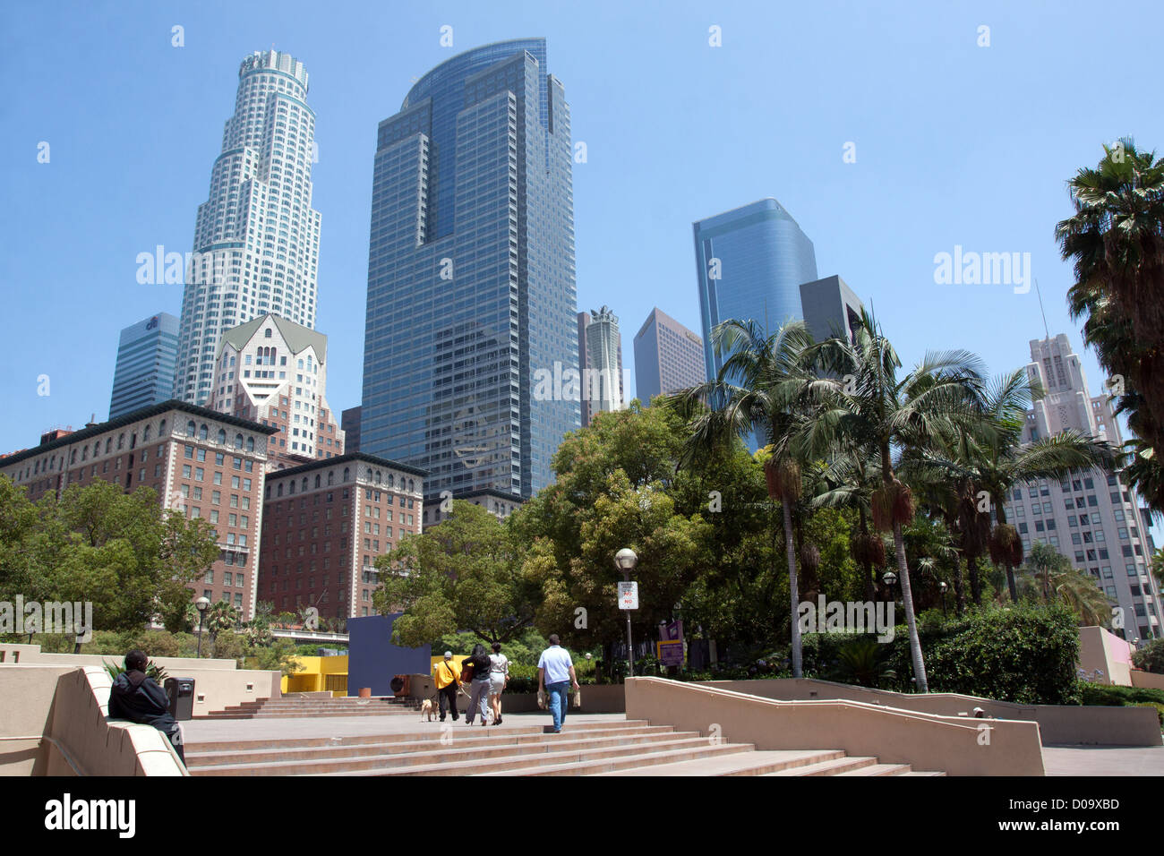 VIEW OF THE US BANK TOWER AND LOS ANGELES SKYLINE SEEN FROM PERSHING ...