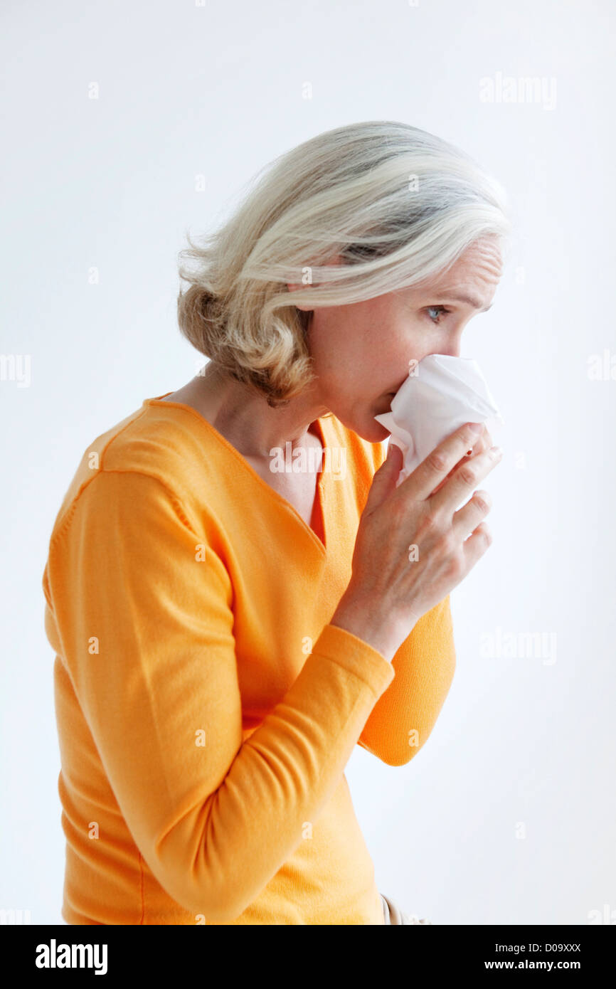 ELDERLY PERSON WITH RHINITIS Stock Photo - Alamy