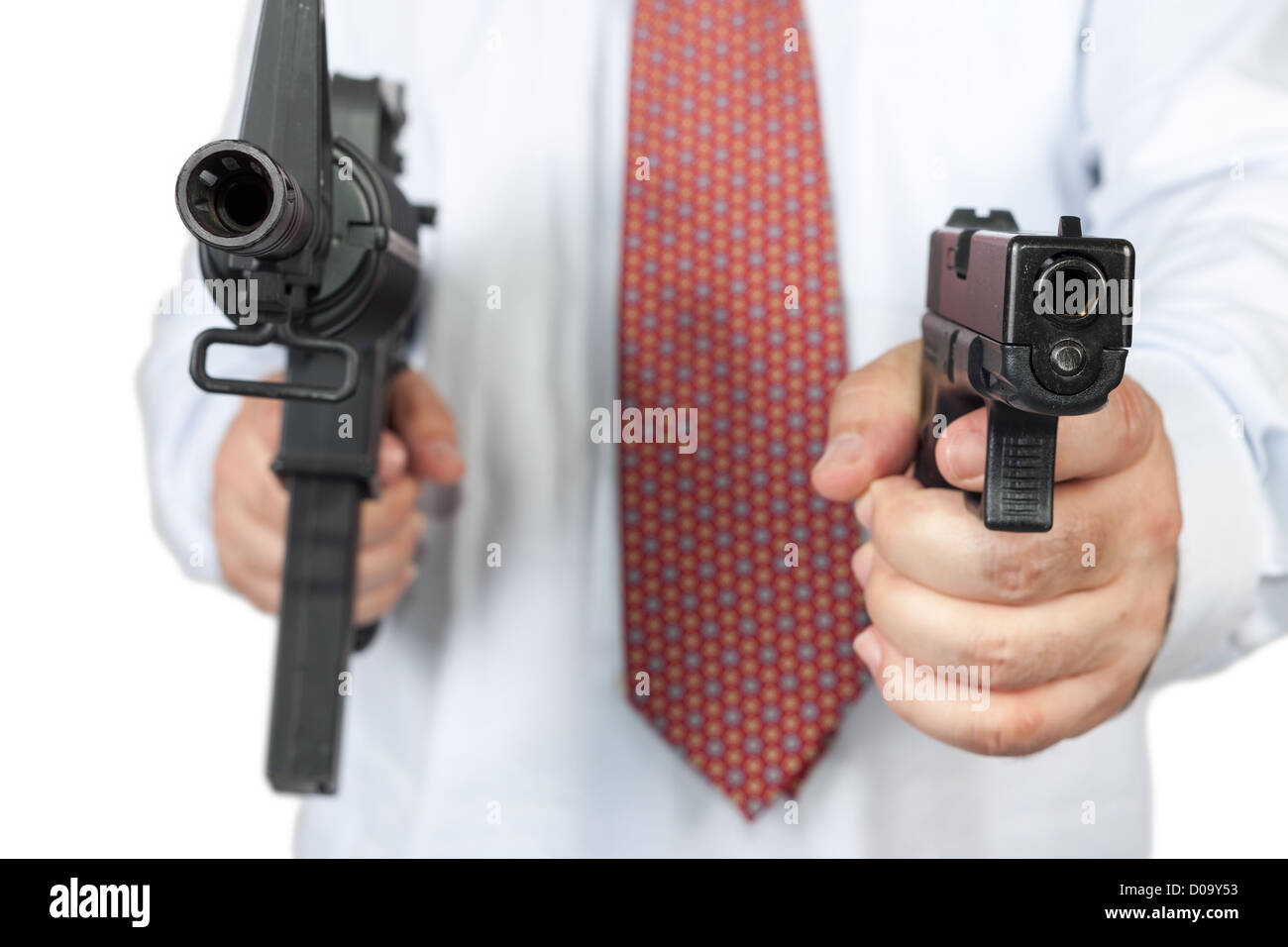 Serious man with a gun ready to shoot Stock Photo - Alamy