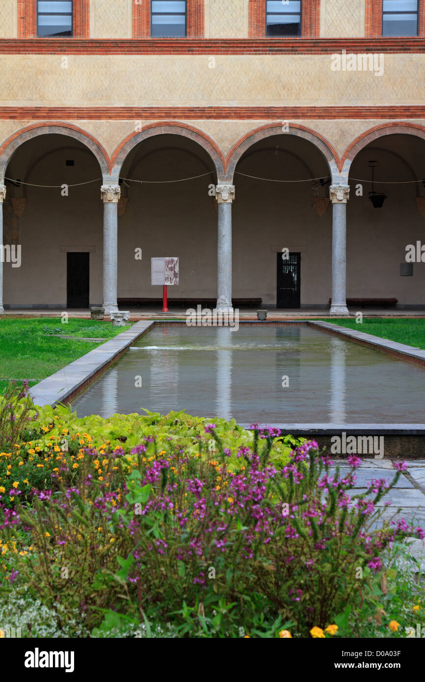 Inner courtyard in the Castello Sforzesco, Sforza Castle, Milan, Italy ...
