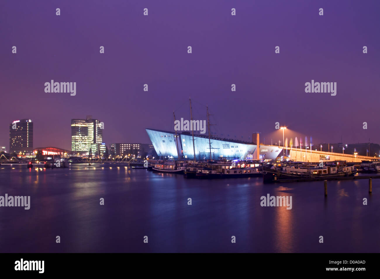 Amsterdam harbor at night in the Netherlands Stock Photo - Alamy