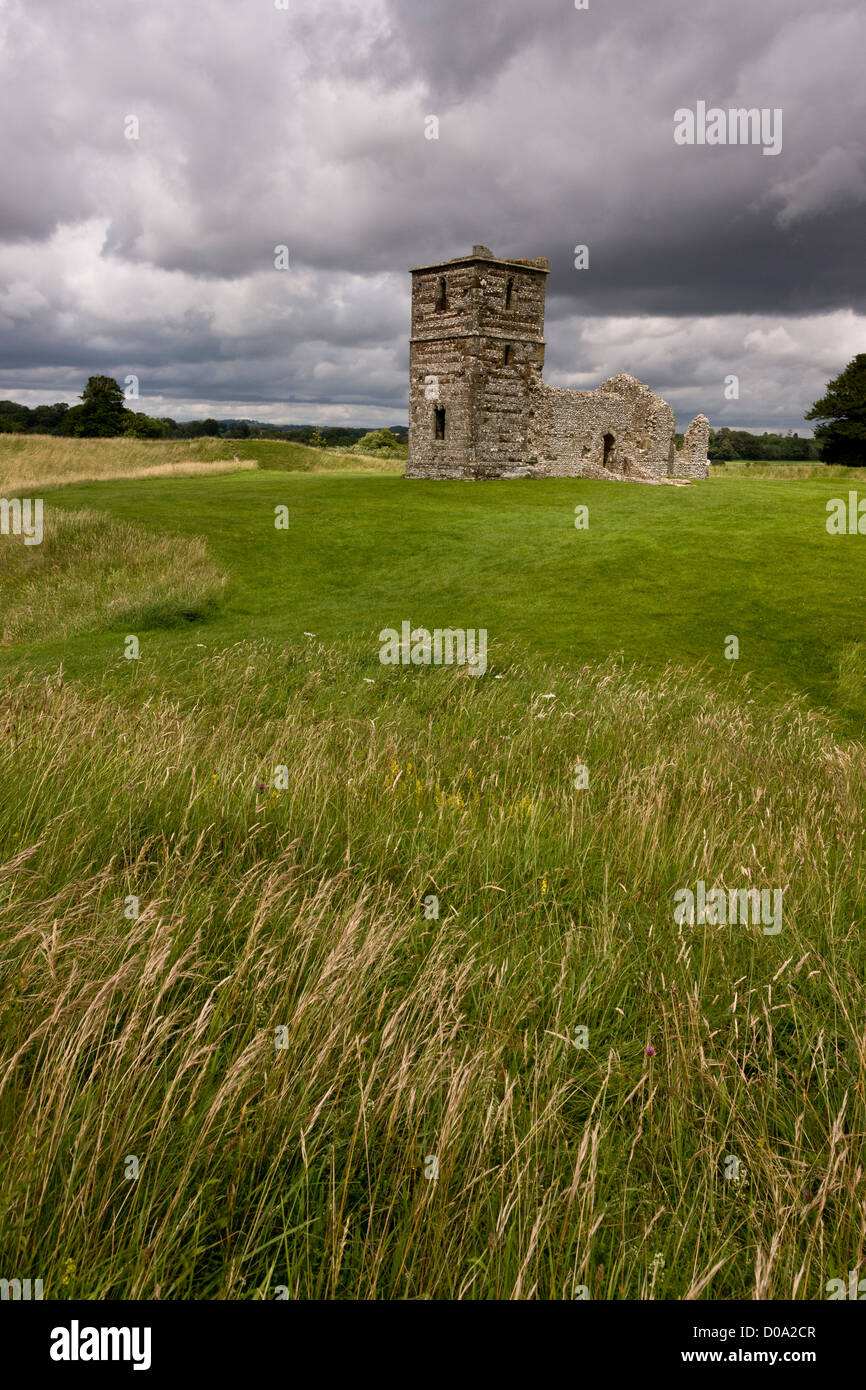 Knowlton church, ruined Norman/medieval church within neolithic henge ...