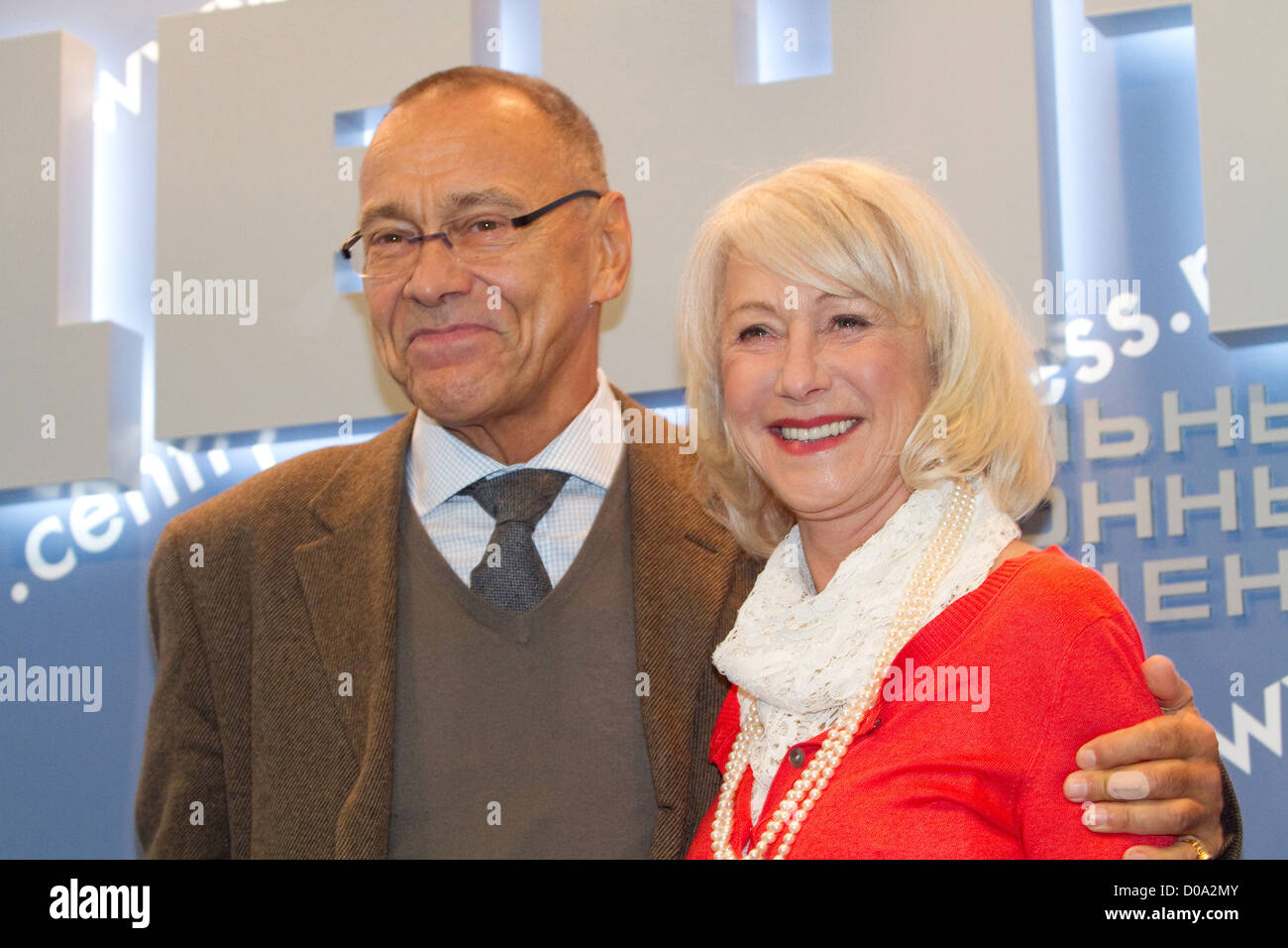 Helen Mirren and Andrei Konchalovsky at a press conference for her film ...