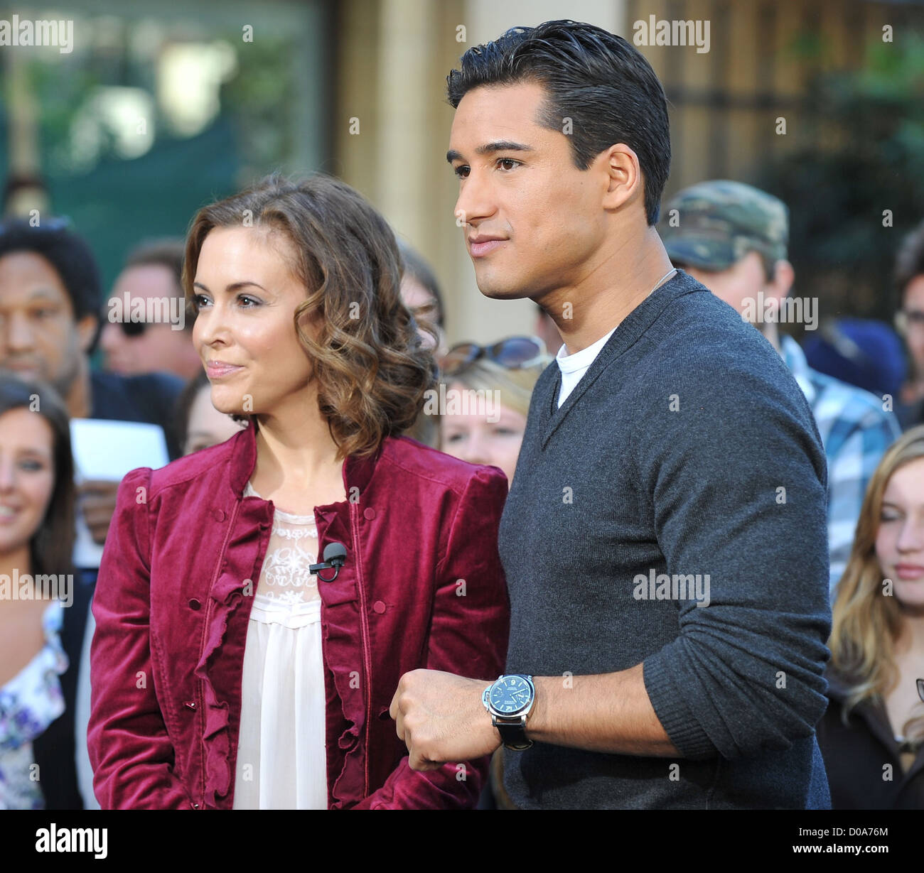 Alyssa Milano and Mario Lopez arrive for the Extra TV show interview at ...