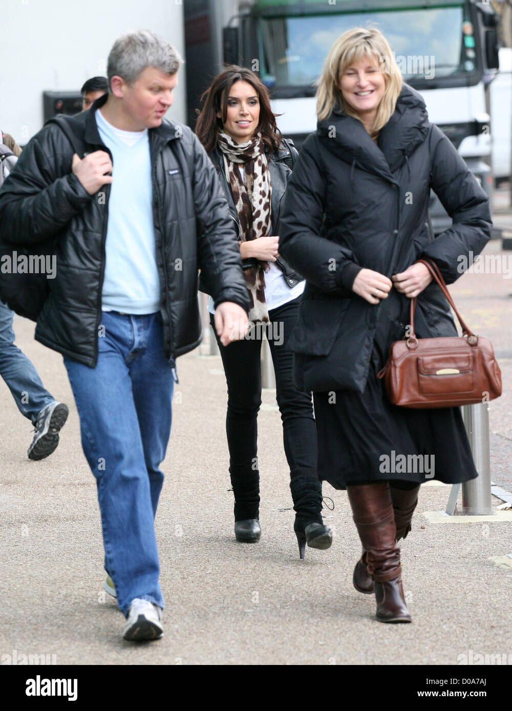 Adrian Chiles and Christine Bleakley outside the ITV studios London ...