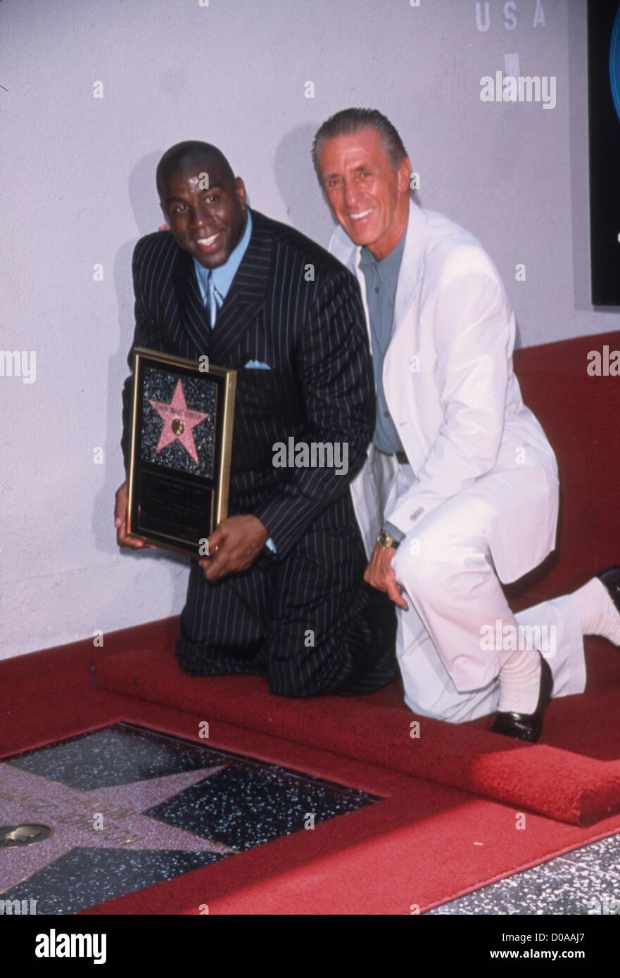 PAT RILEY with Magic Johnson.Magic Johnson honored star on Hollywood ...