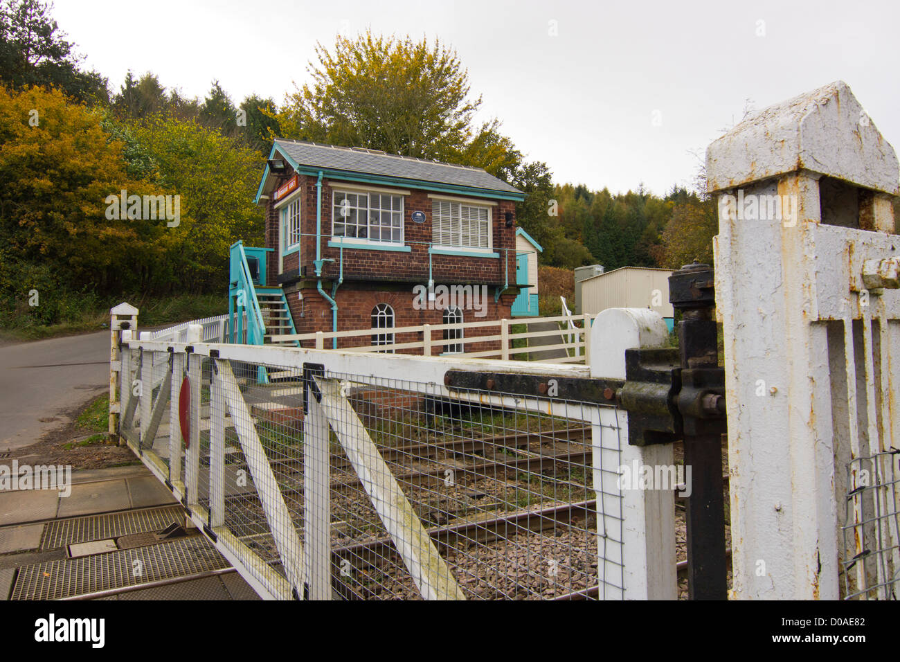 Level crossing in Kirkham Abbey, North Yorkshire Stock Photo - Alamy