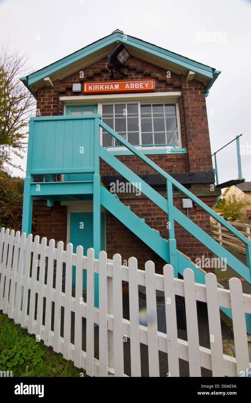 Vintage level crossing with Signal box Kirkham Abbey, North Yorkshire ...