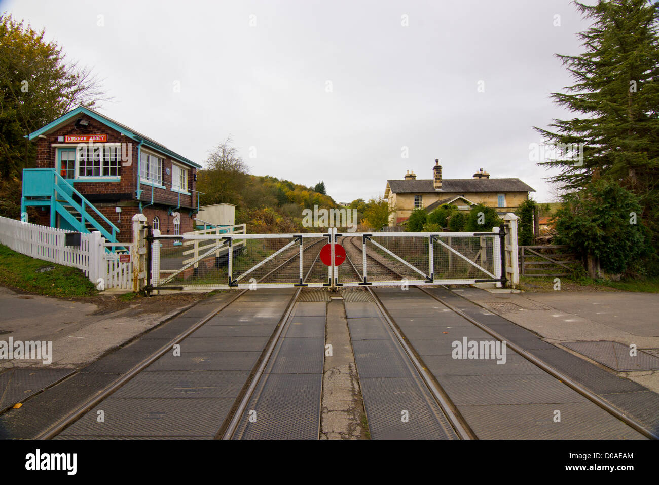 Railway Signal Box At Railway Level Crossing With Gates High Resolution ...