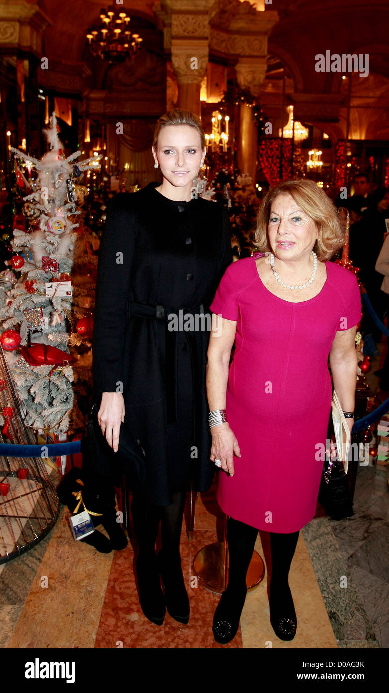 Charlène Wittstock and Louisette Levy Soussan during the auction of ...