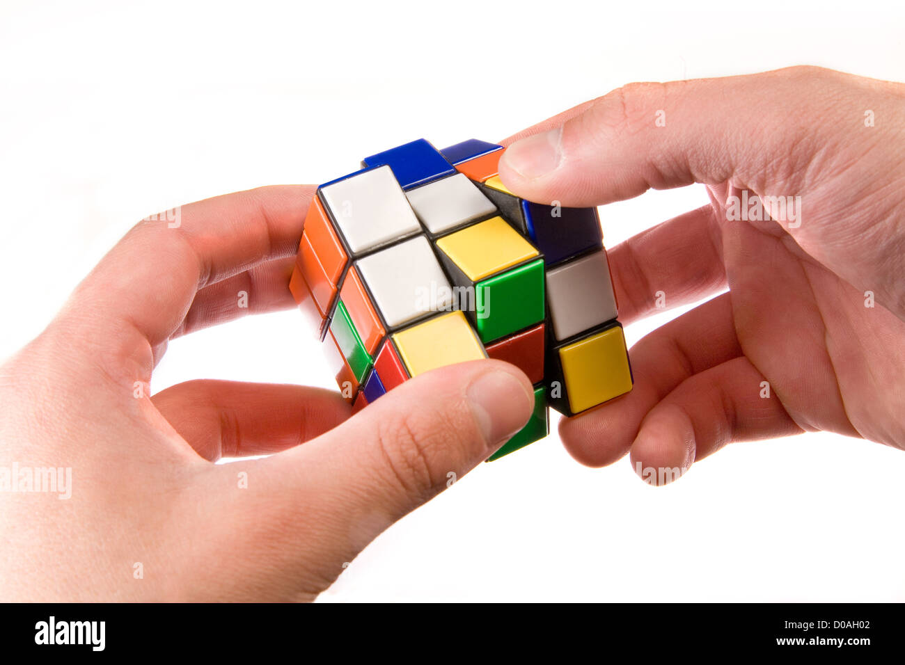Concept: Man trying to resolve the puzzle Stock Photo - Alamy