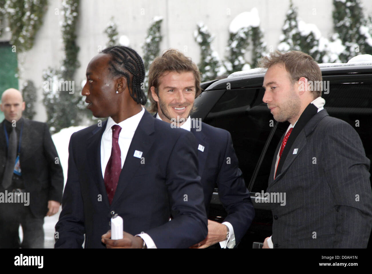 Soccer player David Beckham arrives with the English delegation at the ...