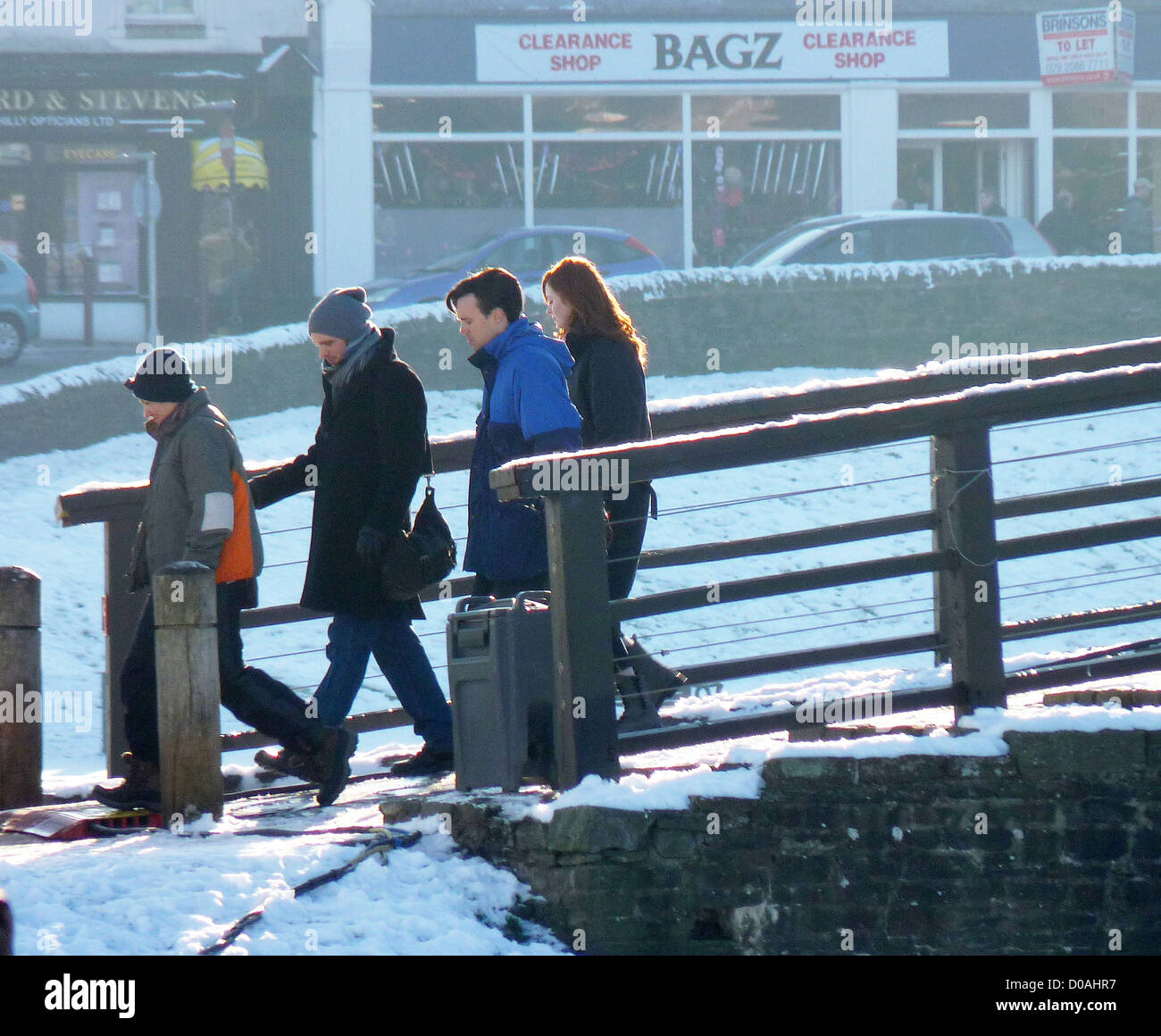 Karen Gillan arrives on set at Caerphilly Castle for filming of episode ...