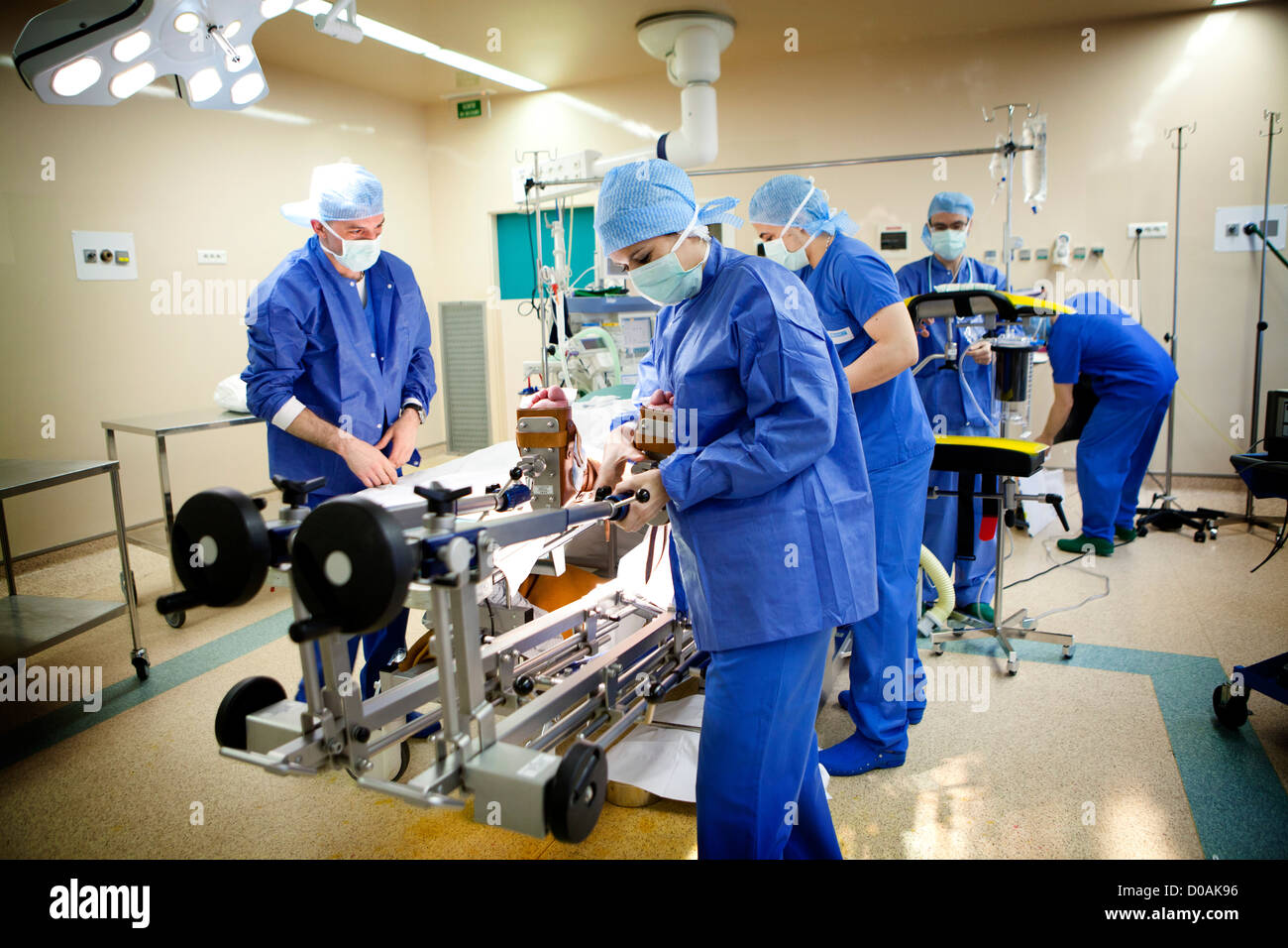 Patient preparation for hip replacement surgery hi-res stock ...